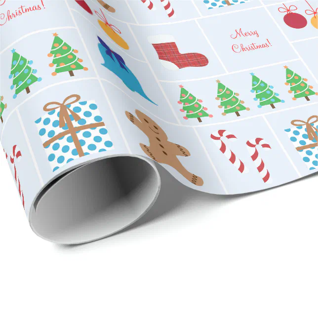 Light Blue Christmas Pattern Wrapping Paper | Zazzle