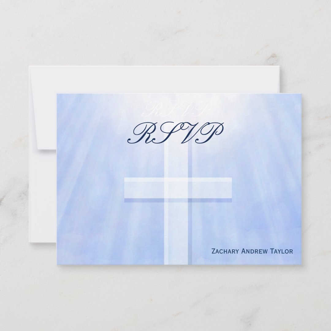 Light Blue Confirmation RSVP Card | Zazzle