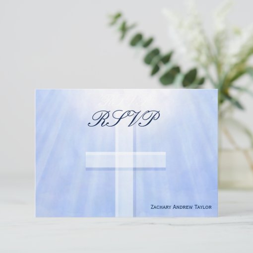 Light Blue Confirmation RSVP Card | Zazzle