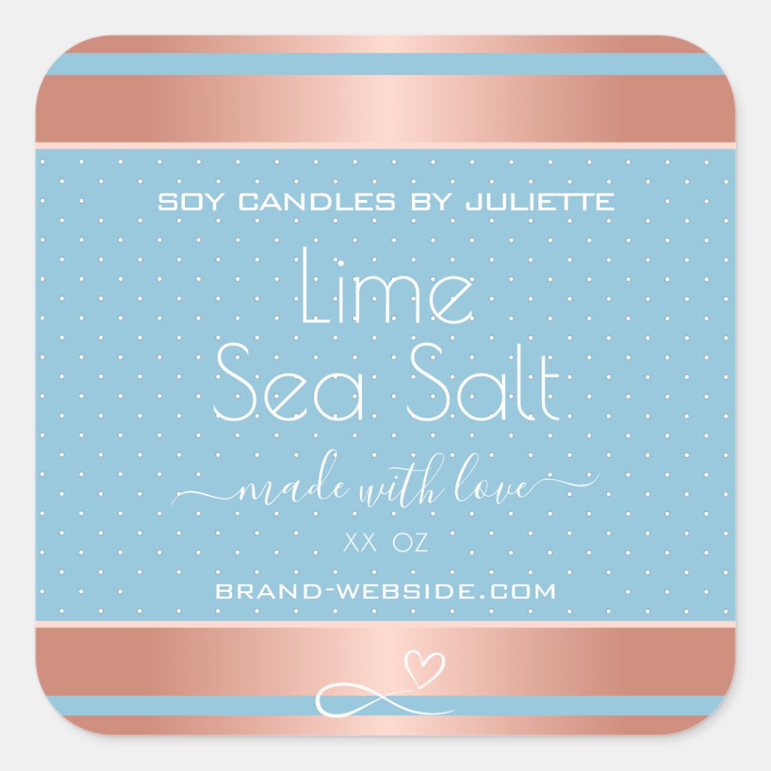 Light Blue Cool Rose Gold Effect Sea Salt Labels | Zazzle
