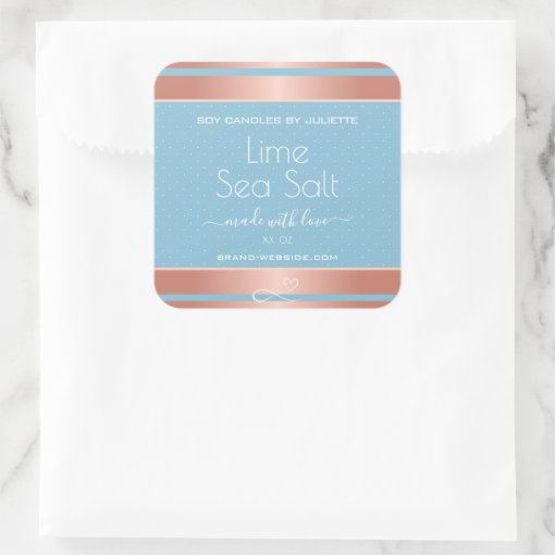 Light Blue Cool Rose Gold Effect Sea Salt Labels | Zazzle