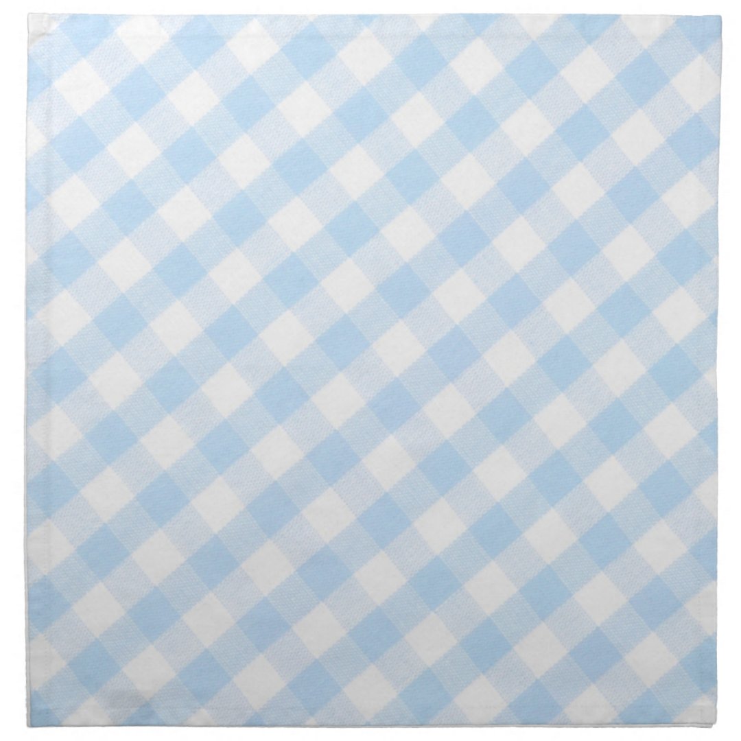 Light blue diagonal gingham pattern napkin | Zazzle