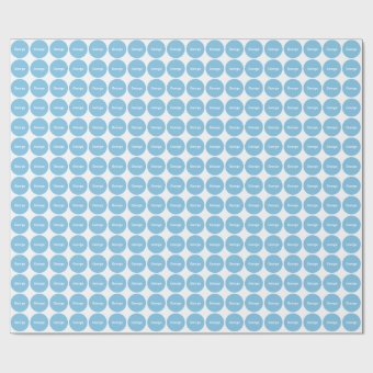 Light Blue Dots Pattern On White With Name Wrapping Paper | Zazzle
