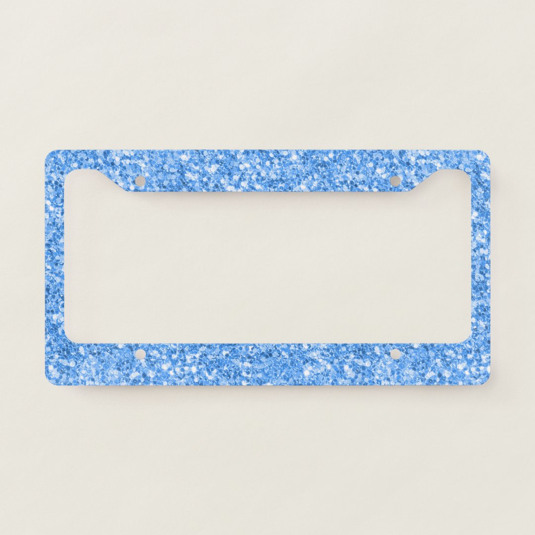 Light-blue faux glitter pattern license plate frame | Zazzle