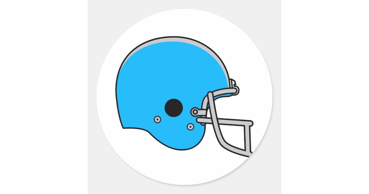 Light Blue Football Helmet Classic Round Sticker | Zazzle