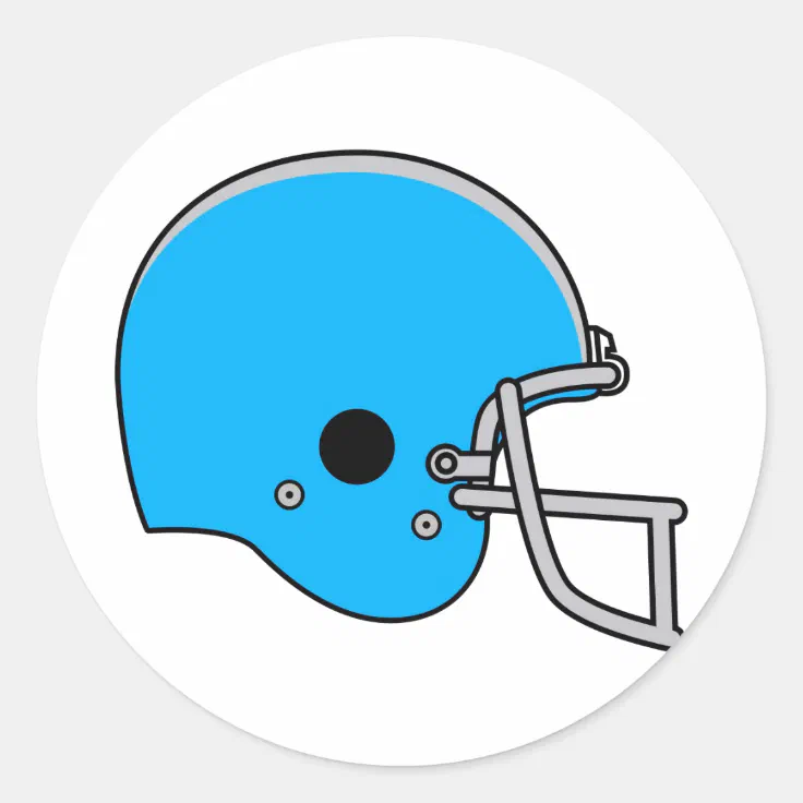 Light Blue Football Helmet Classic Round Sticker | Zazzle