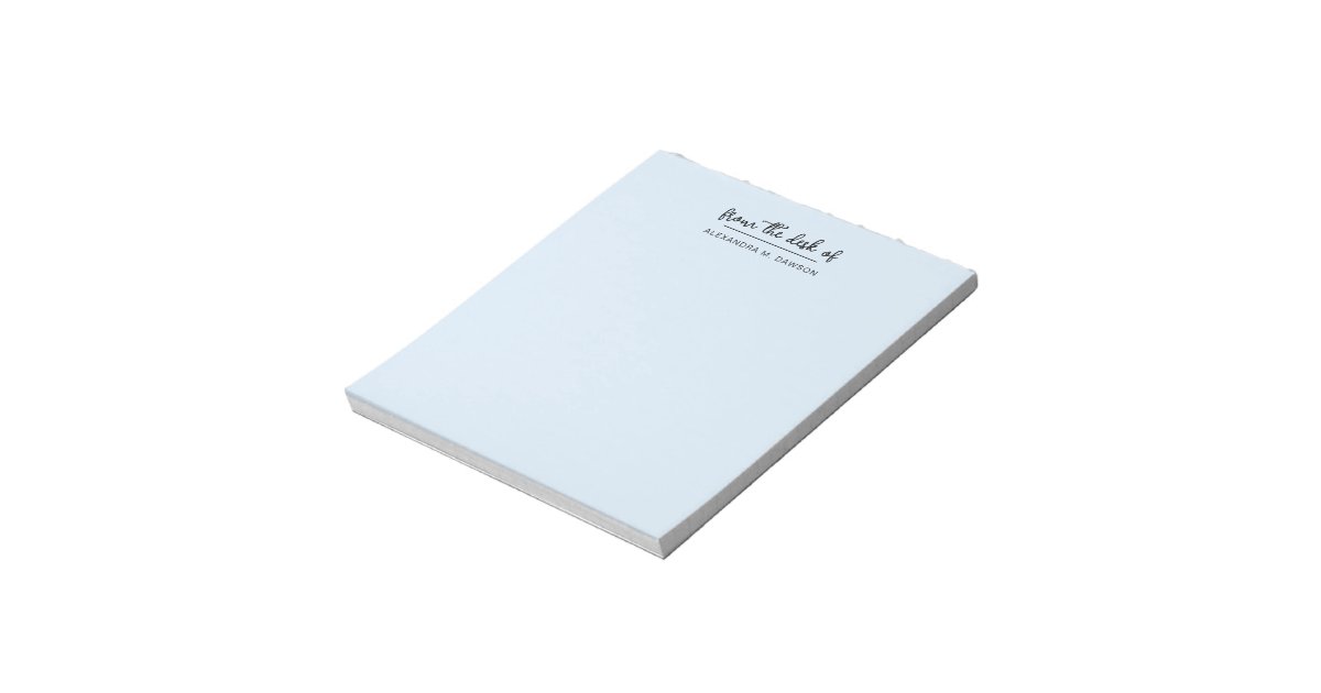 Light Blue From The Desk Of Simple Script Name Notepad | Zazzle