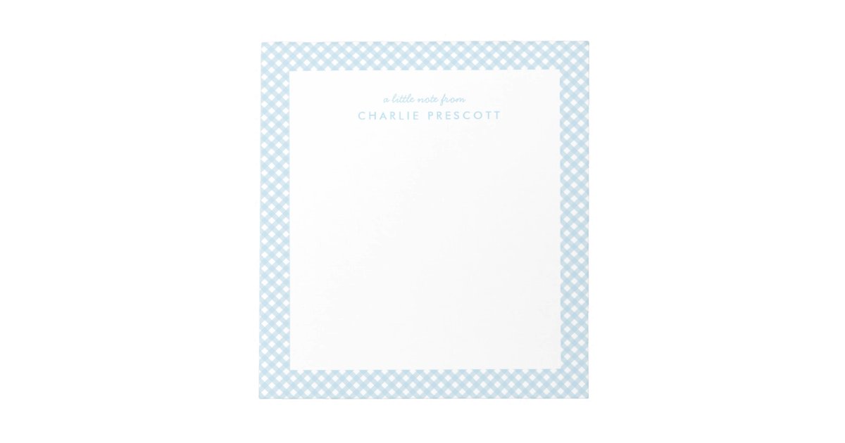 Light blue gingham cute simple personalized notepad | Zazzle
