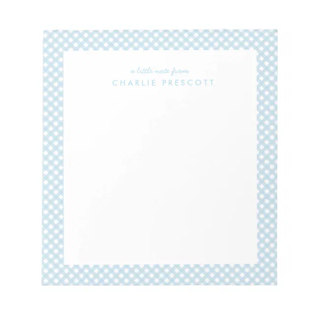 Light blue gingham cute simple personalized notepad | Zazzle