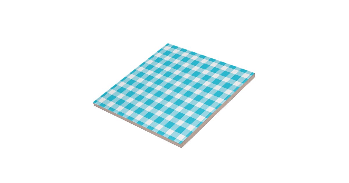Light Blue Gingham Pattern Ceramic Tile | Zazzle