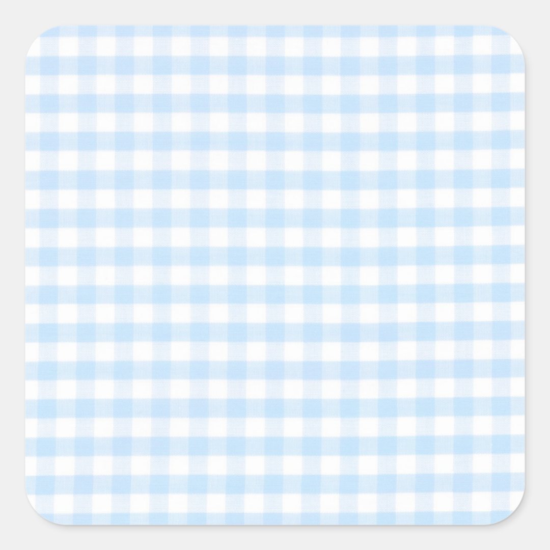 Light blue gingham pattern square sticker | Zazzle
