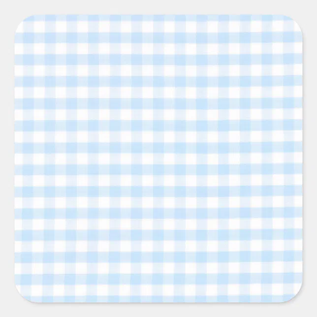 Light blue gingham pattern square sticker | Zazzle