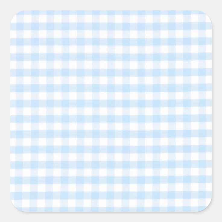 Light blue gingham pattern square sticker | Zazzle