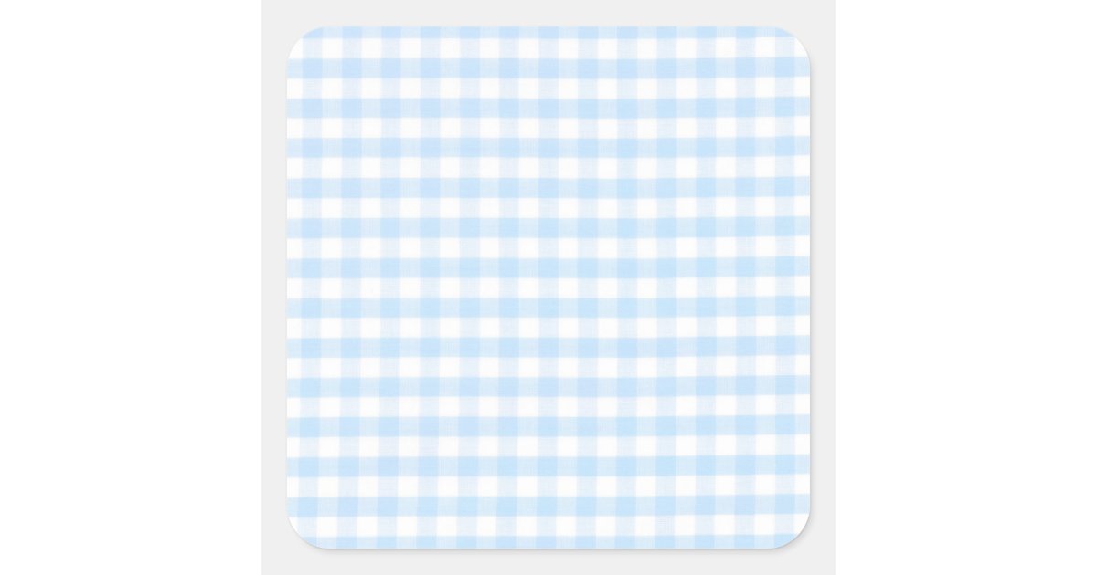 Light blue gingham pattern square sticker | Zazzle