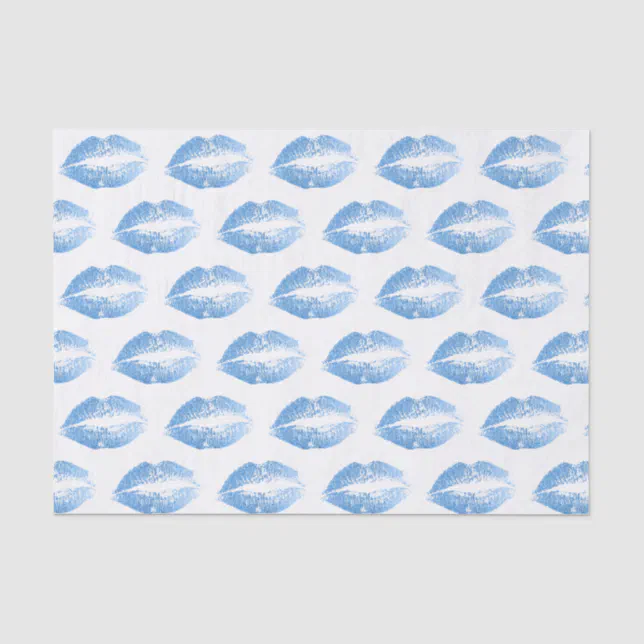 Light blue glitter kiss pattern tissue paper | Zazzle