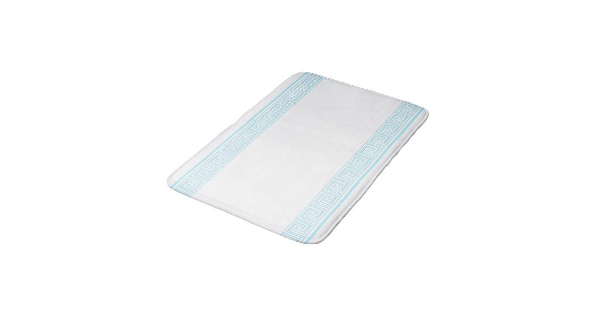 Light Blue Grecian Frieze Design Bath Mat | Zazzle
