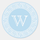 Greek key and laurel wreath wedding Save the Date Square Sticker ...