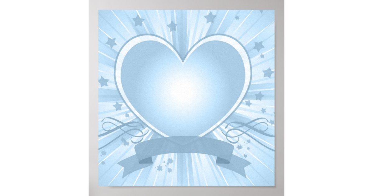 Light Blue Heart Design Poster | Zazzle