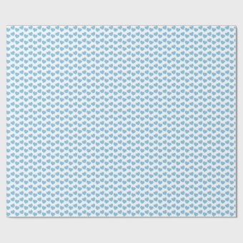 Light Blue Heart Pattern on White Wrapping Paper | Zazzle