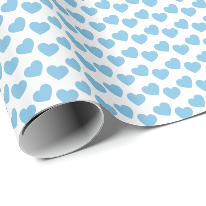 Light Blue Heart Pattern on White Wrapping Paper | Zazzle.com