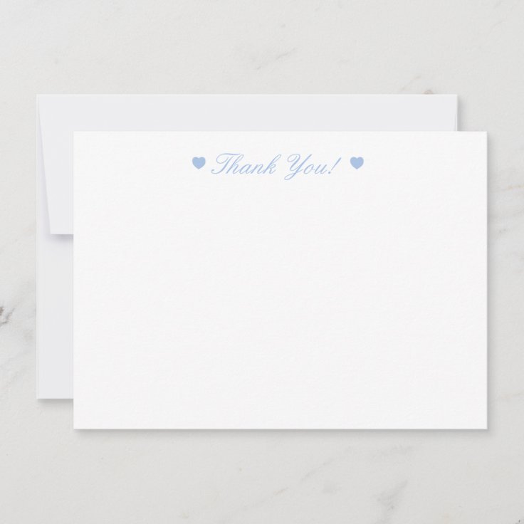 Light Blue Hearts Thank You Flat Card | Zazzle