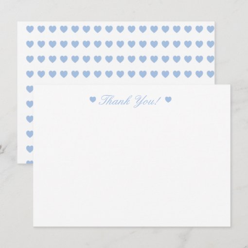 Light Blue Hearts Thank You Flat Card | Zazzle