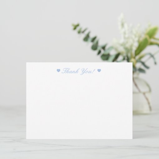 Light Blue Hearts Thank You Flat Card | Zazzle