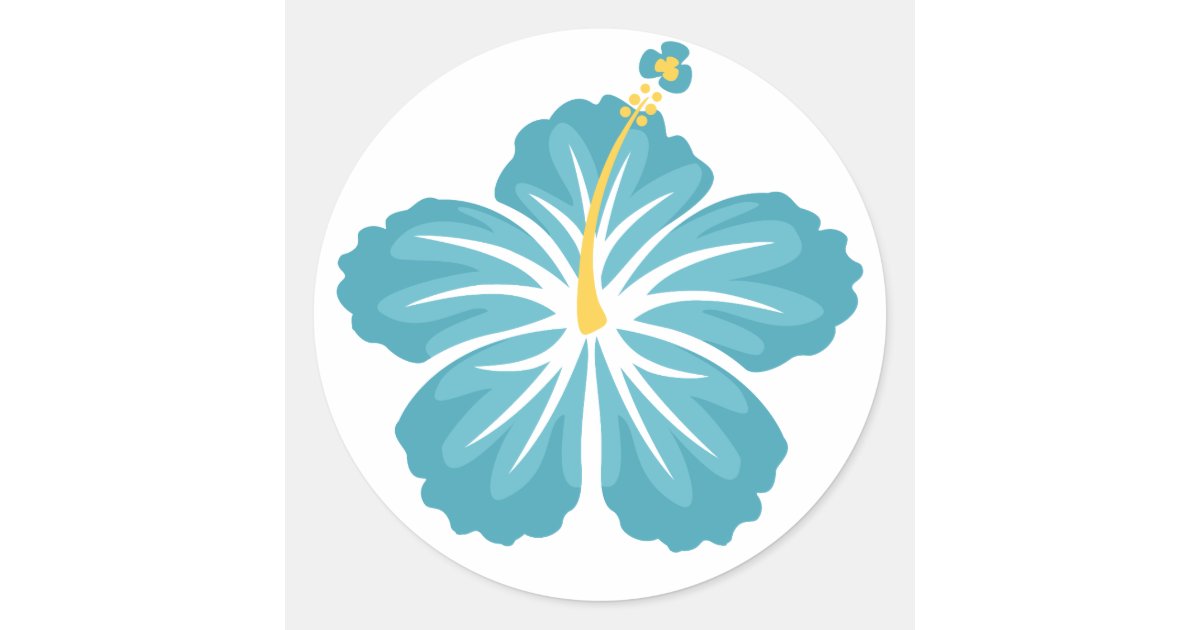 Light Blue Hibiscus Flower Classic Round Sticker | Zazzle