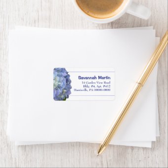 Light Blue Hydrangea Address Label Template | Zazzle
