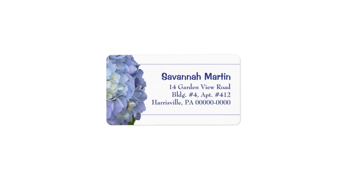 Light Blue Hydrangea Address Label Template | Zazzle
