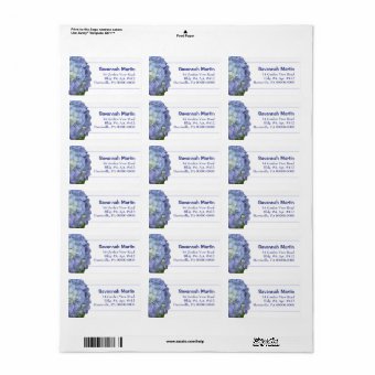 Light Blue Hydrangea Address Label Template | Zazzle