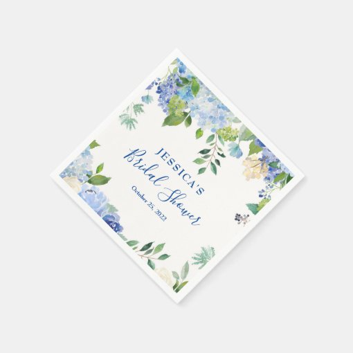 Light Blue Hydrangea Floral Bridal Shower Paper Napkins | Zazzle
