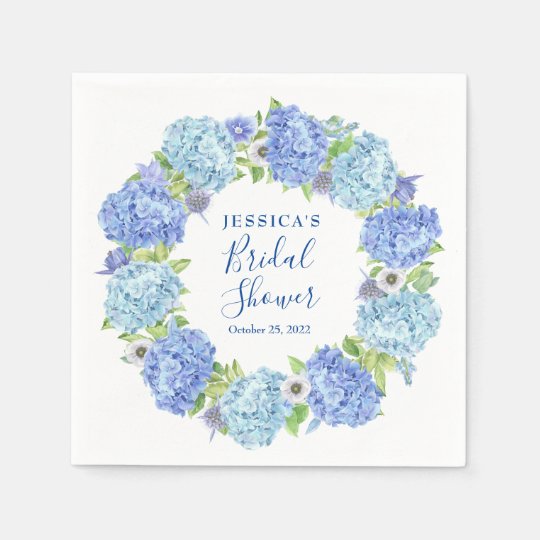 Light Blue Hydrangea Floral Bridal Shower Paper Napkins | Zazzle.com