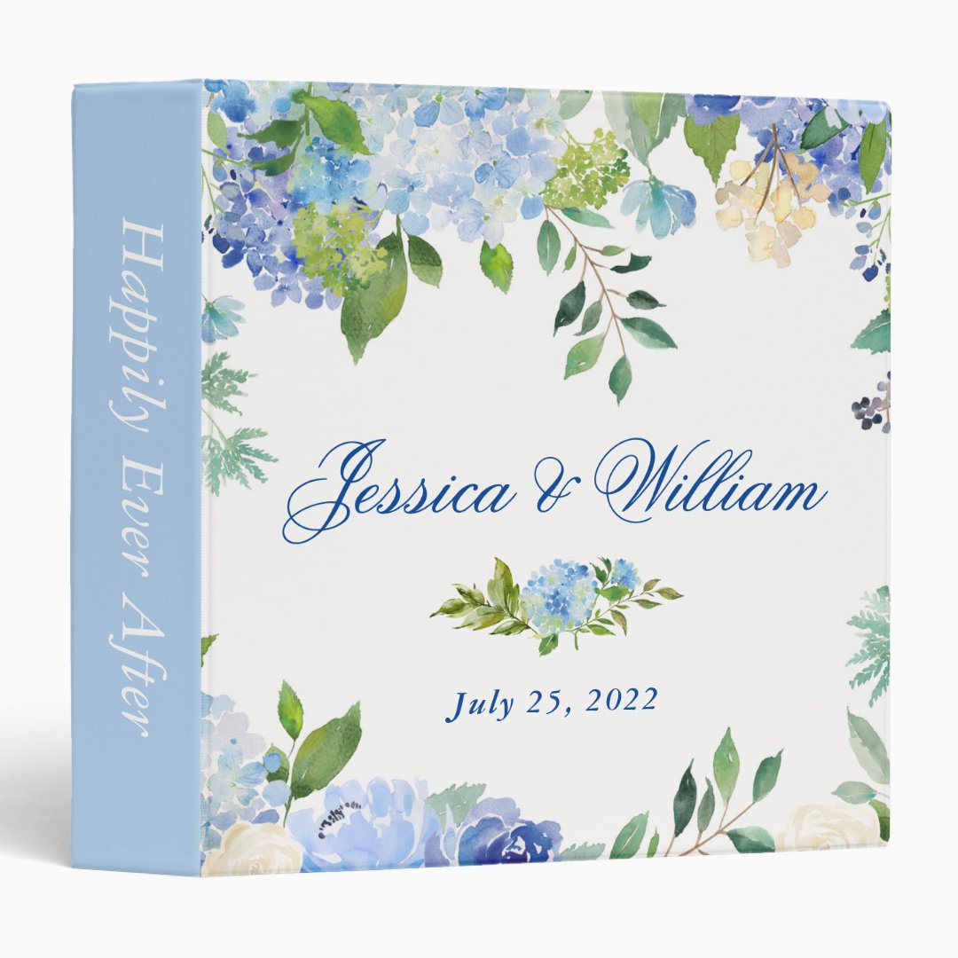 Light Blue Hydrangea Floral Custom Wedding Binder | Zazzle