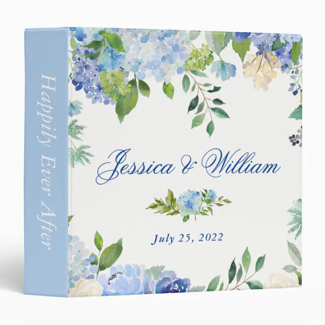 Light Blue Hydrangea Floral Custom Wedding Binder | Zazzle