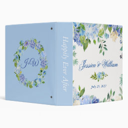 Light Blue Hydrangea Floral Custom Wedding Binder | Zazzle