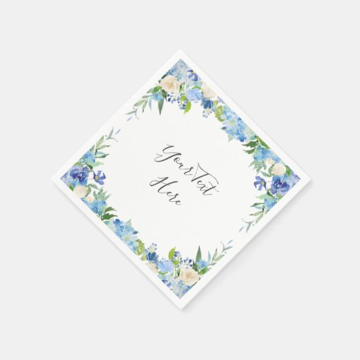 Light Blue Hydrangea Floral PARTY Paper Napkins | Zazzle