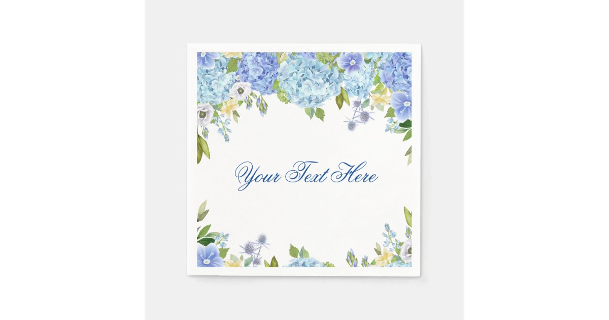 Light Blue Hydrangea Floral PARTY Paper Napkins | Zazzle