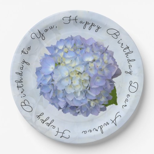 Light Blue Hydrangea Special Birthday Paper Plates | Zazzle