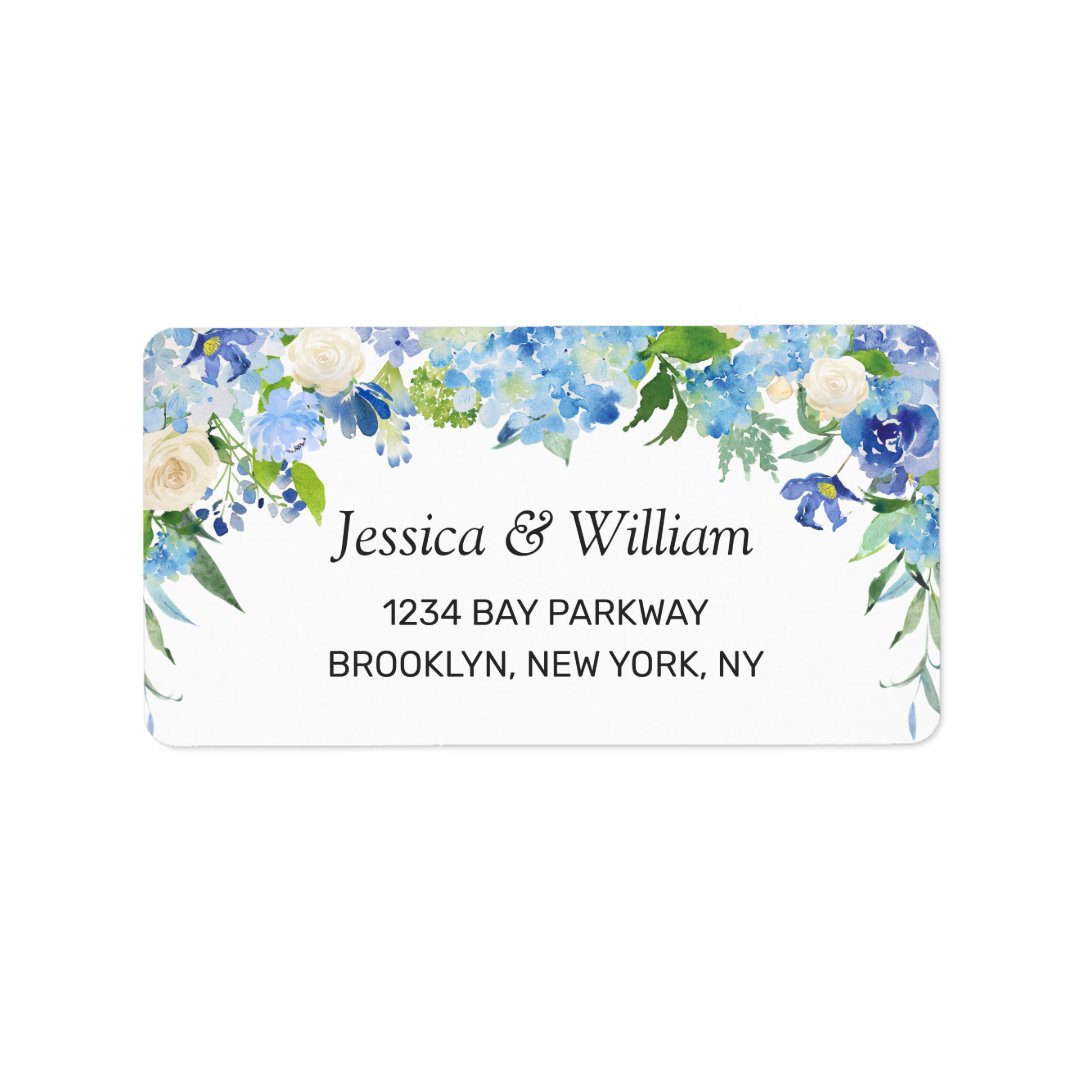 Light Blue Hydrangea Watercolor Floral Label | Zazzle