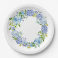 Light Blue Hydrangeas Floral Wedding Party Paper Plates | Zazzle