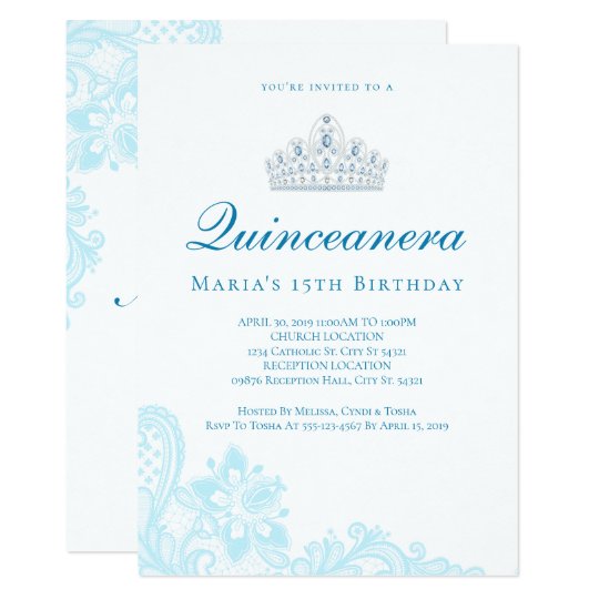 Light Blue Lace Quinceanera Invitations | Zazzle.com