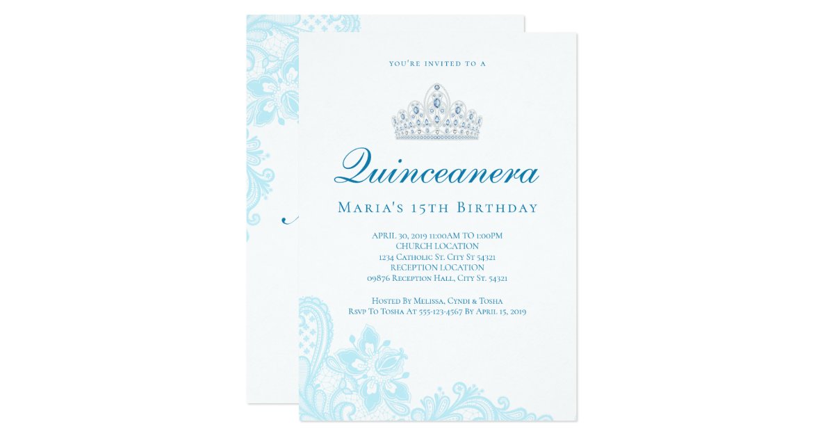 Light Blue Lace Quinceanera Invitations | Zazzle.com