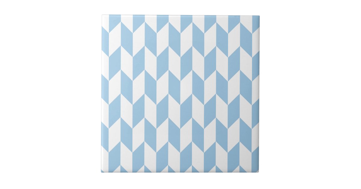 Light Blue Large offset chevron pattern Tile | Zazzle