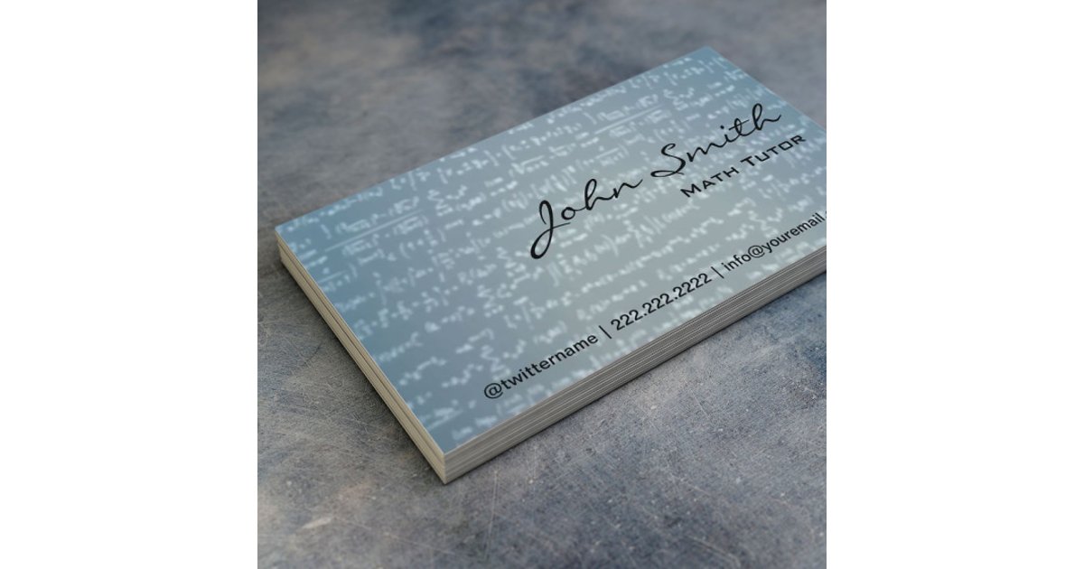 Light Blue Math Formulas Math Tutor Business Card | Zazzle