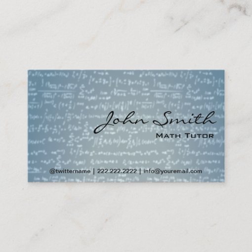 Light Blue Math Formulas Math Tutor Business Card | Zazzle