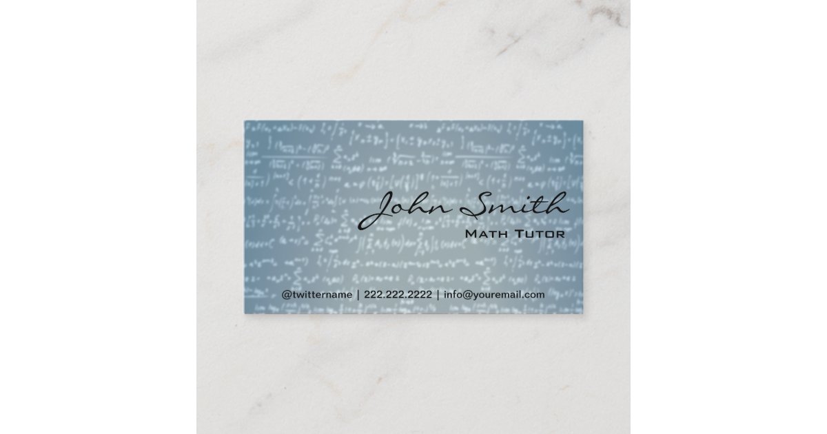 Light Blue Math Formulas Math Tutor Business Card | Zazzle