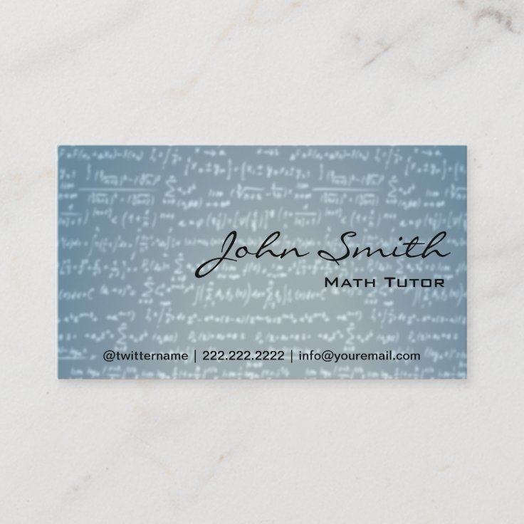 Light Blue Math Formulas Math Tutor Business Card | Zazzle