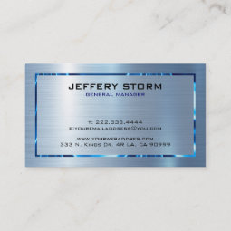 Light Blue Metallic Texture Stainless Steel Look Business Card | Zazzle