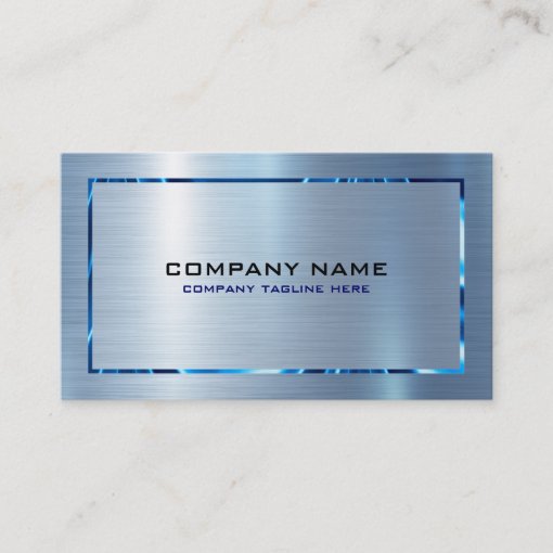 Light Blue Metallic Texture Stainless Steel Look Business Card | Zazzle